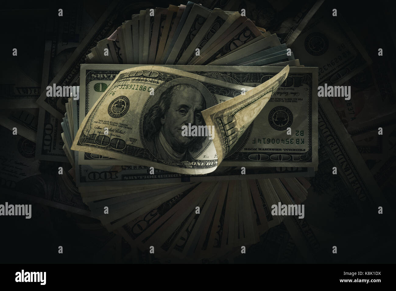 dollar banknotes on dark Stock Photo - Alamy