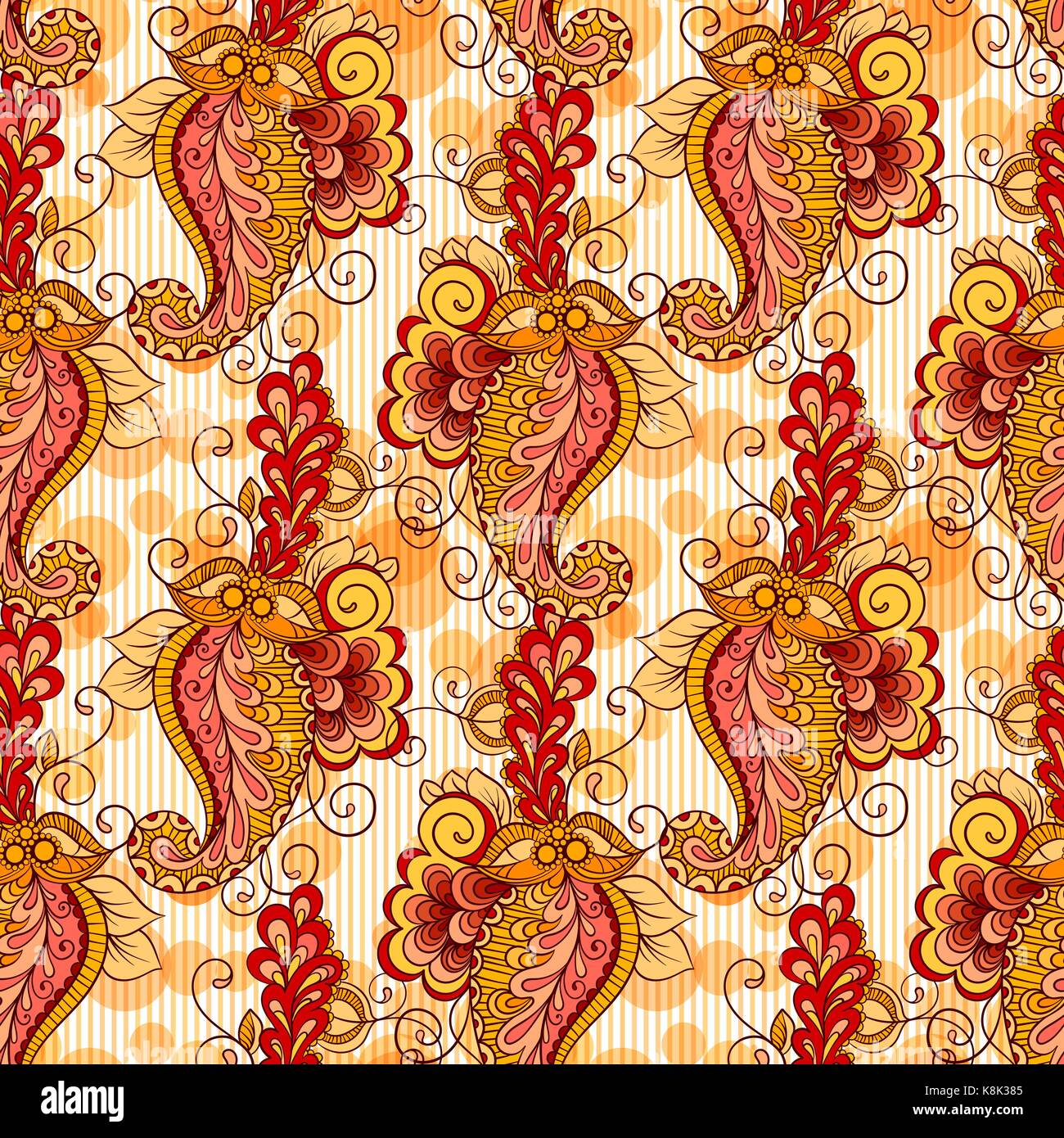 Seamless pattern based on traditional Asian elements Paisley in bright ...