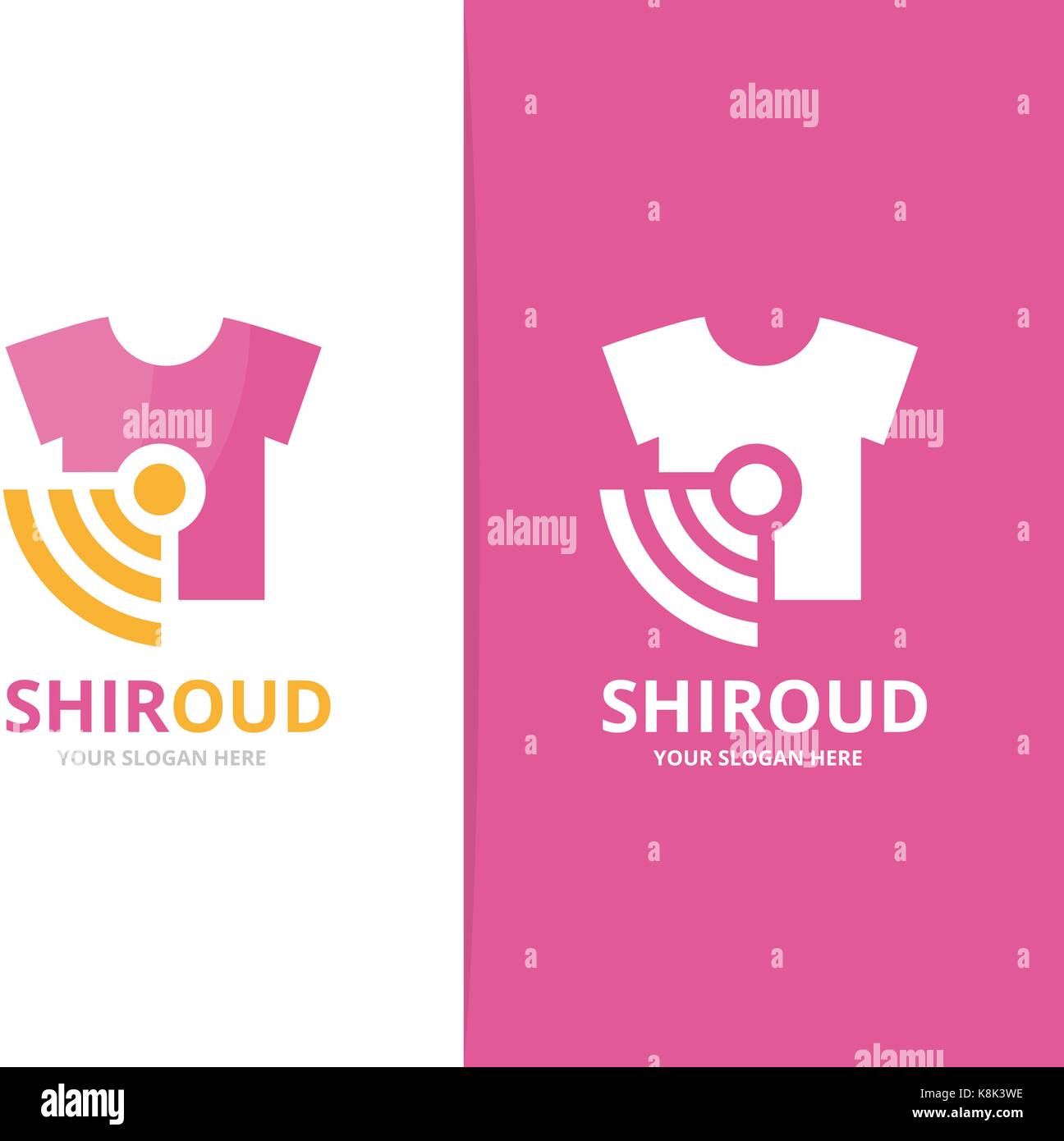 Vector of cloth and wifi logo combination. Shirt and signal symbol or ...