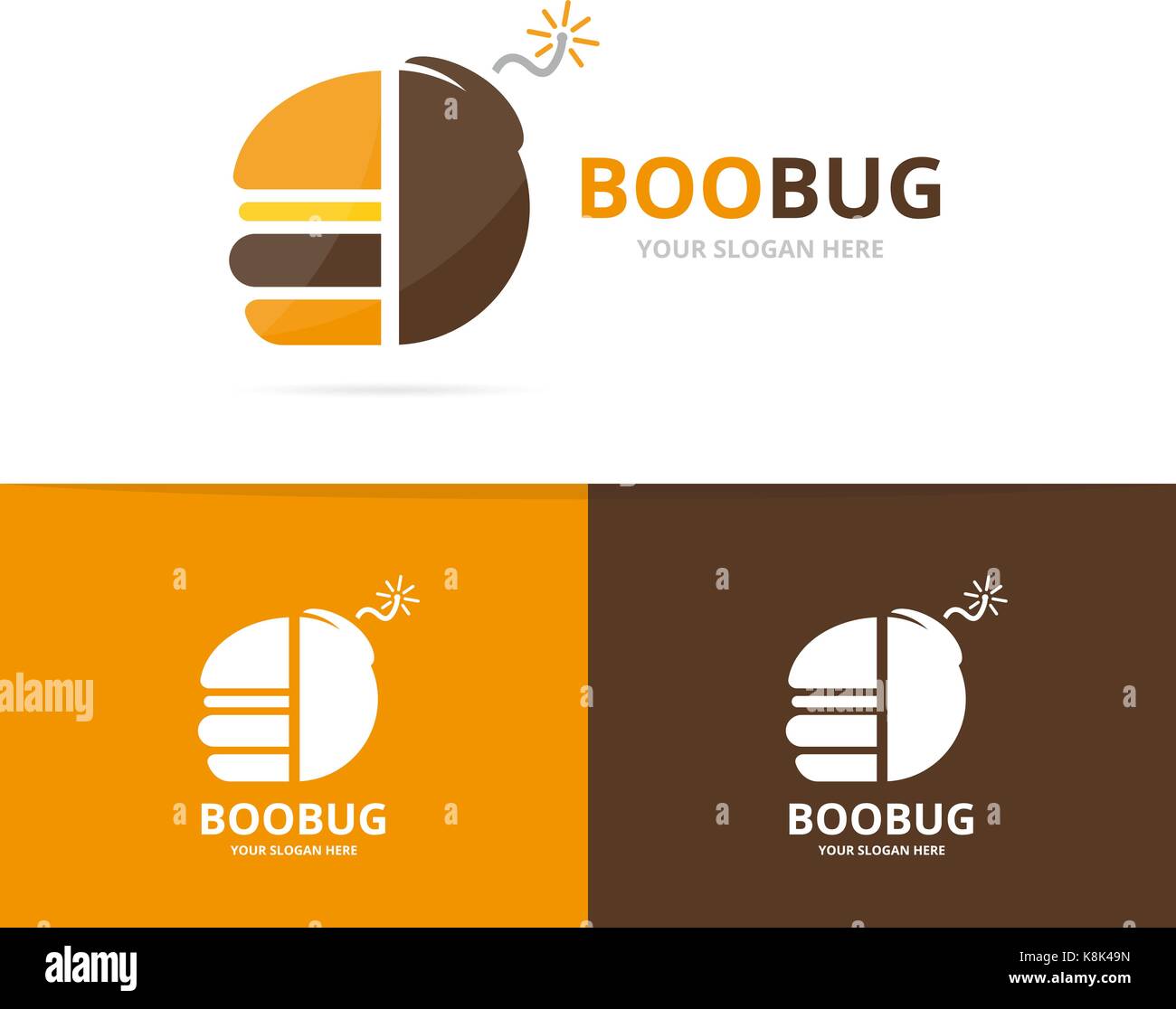 Vector burger and bomb logo combination. Hamburger and detonate symbol ...