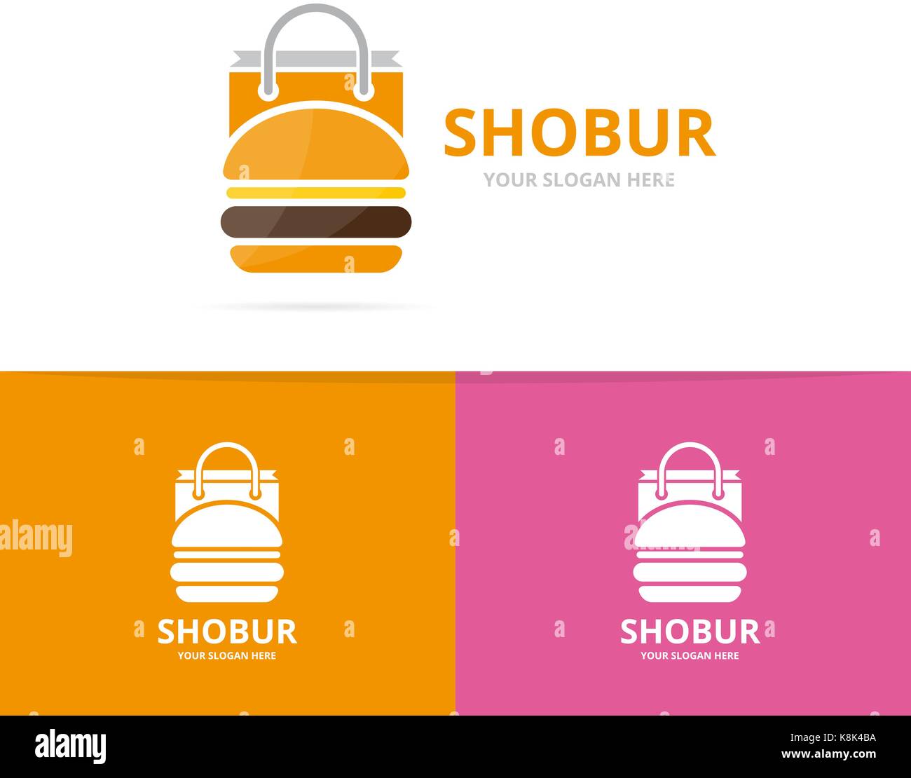 Vector burger and shop logo combination. Hamburger and sale symbol or ...