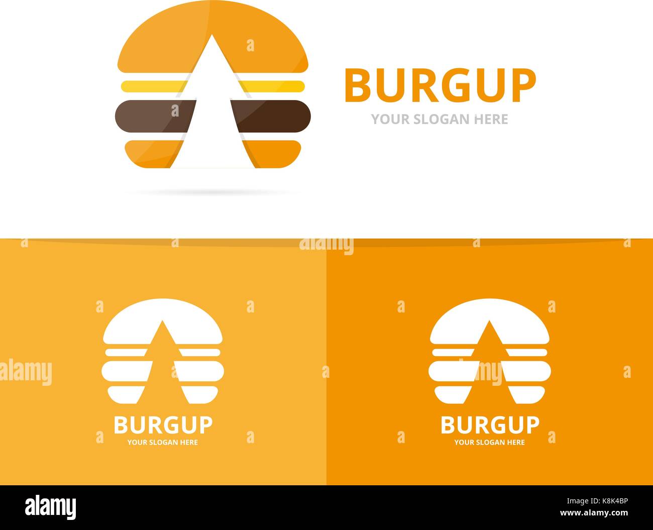 Vector burger and arrow up logo combination. Hamburger and growth ...