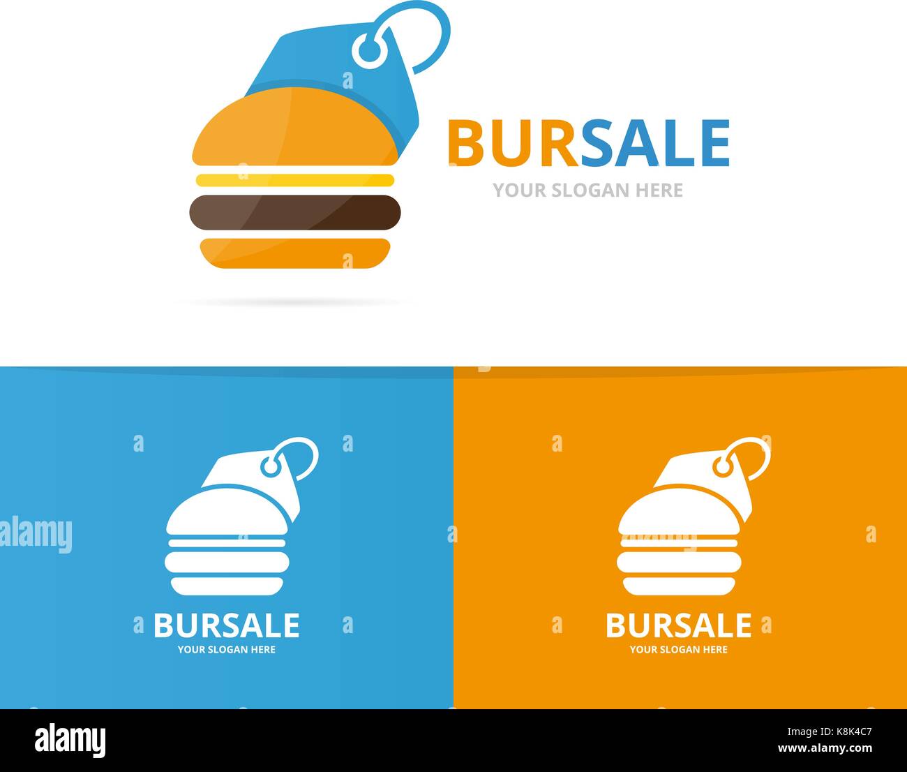 Vector burger and tag logo combination. Hamburger and shop symbol or ...
