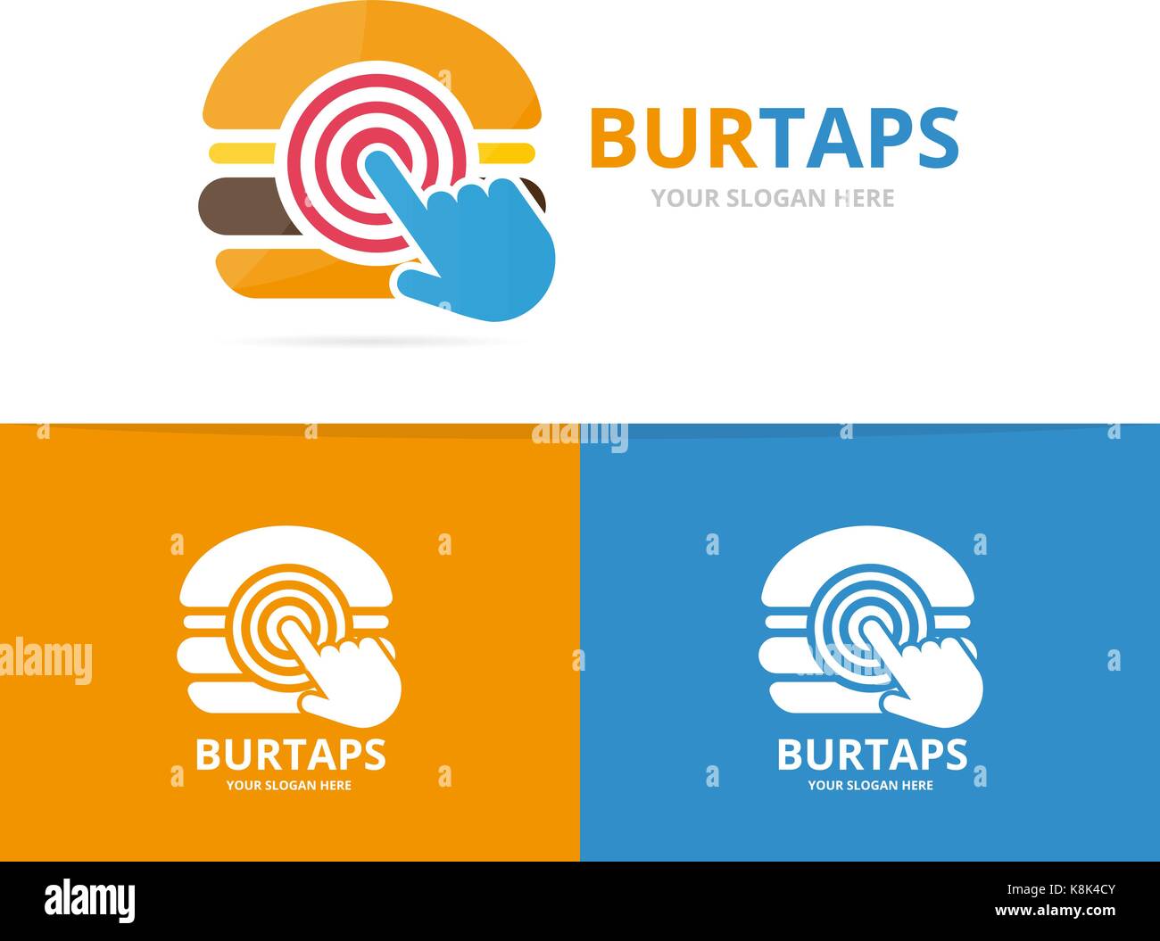 Vector burger and click logo combination. Hamburger and cursor symbol ...