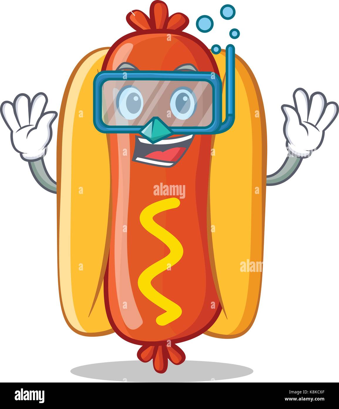 Diving Hot Dog Cartoon Character Stock Vector Image & Art - Alamy