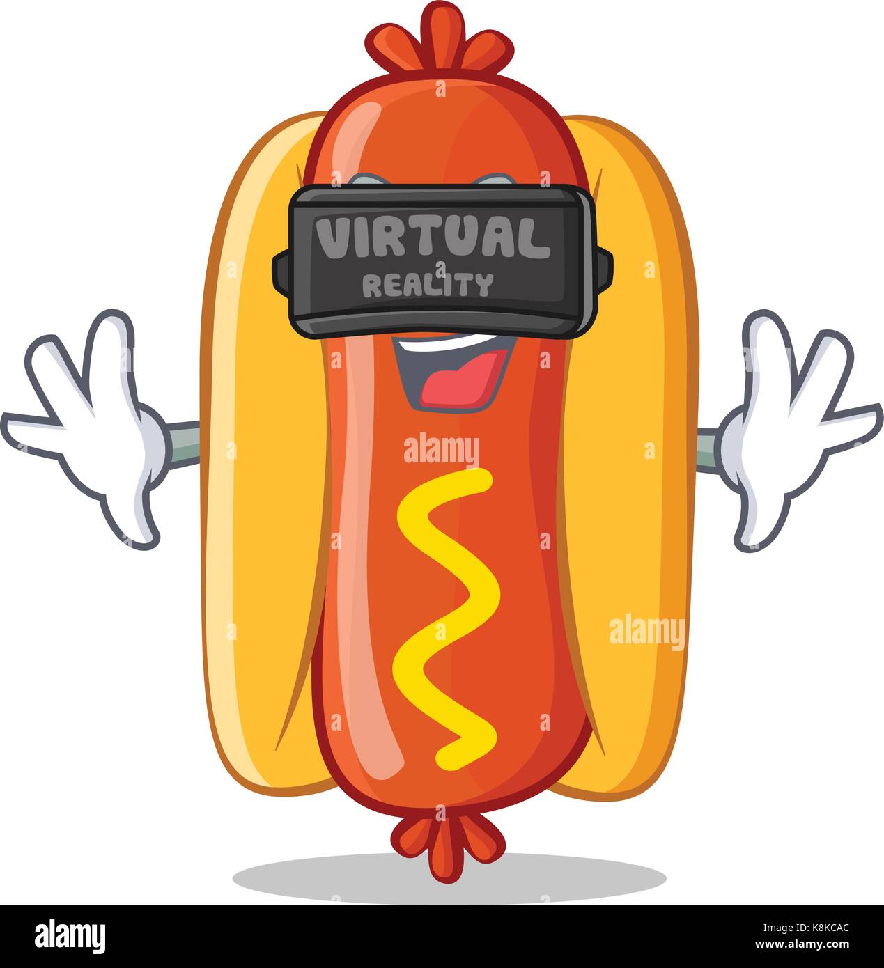 With Virtual Reality Hot Dog Cartoon Character Stock Vector Image & Art ...