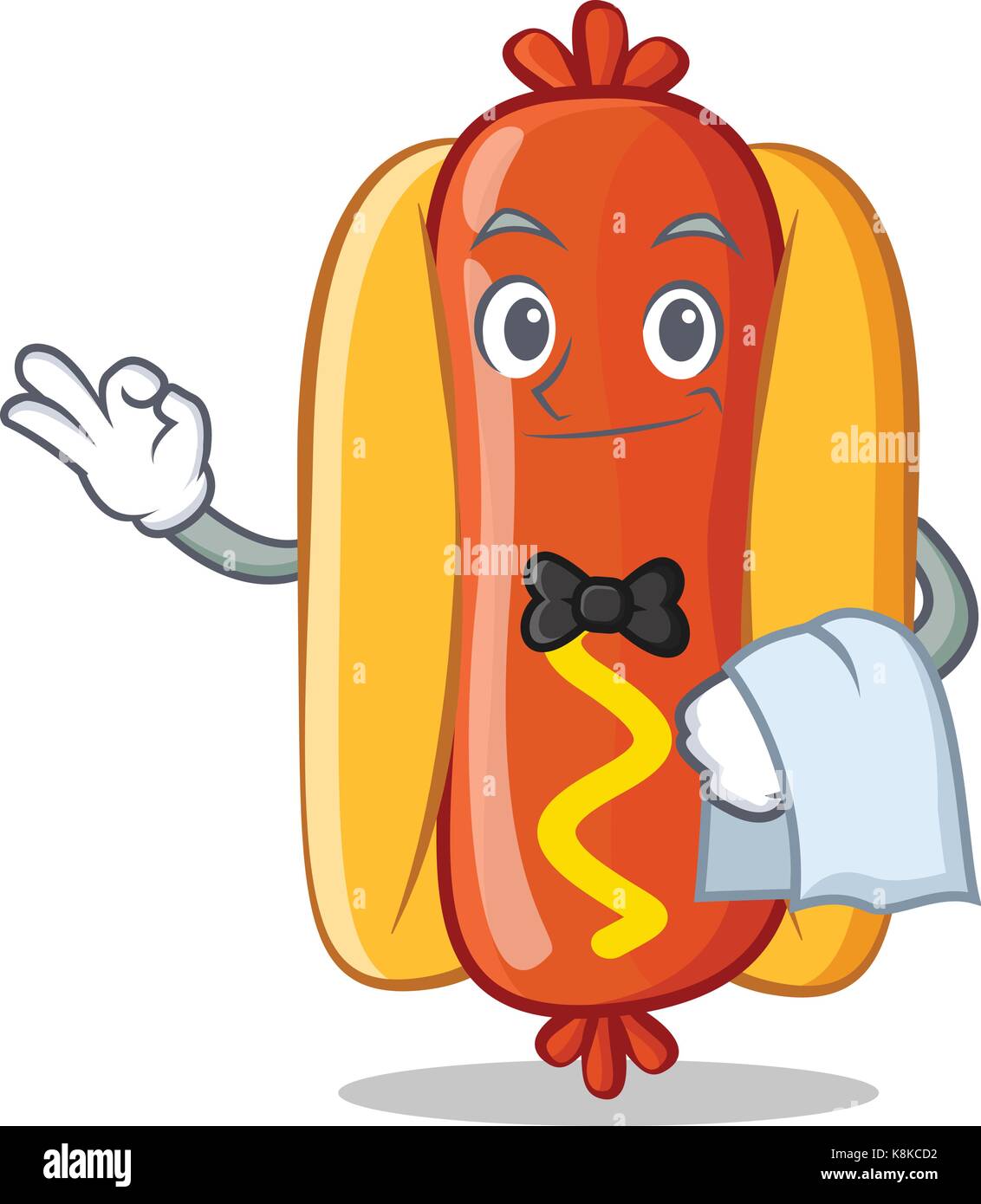 Waiter Hot Dog Cartoon Character Stock Vector Image & Art - Alamy