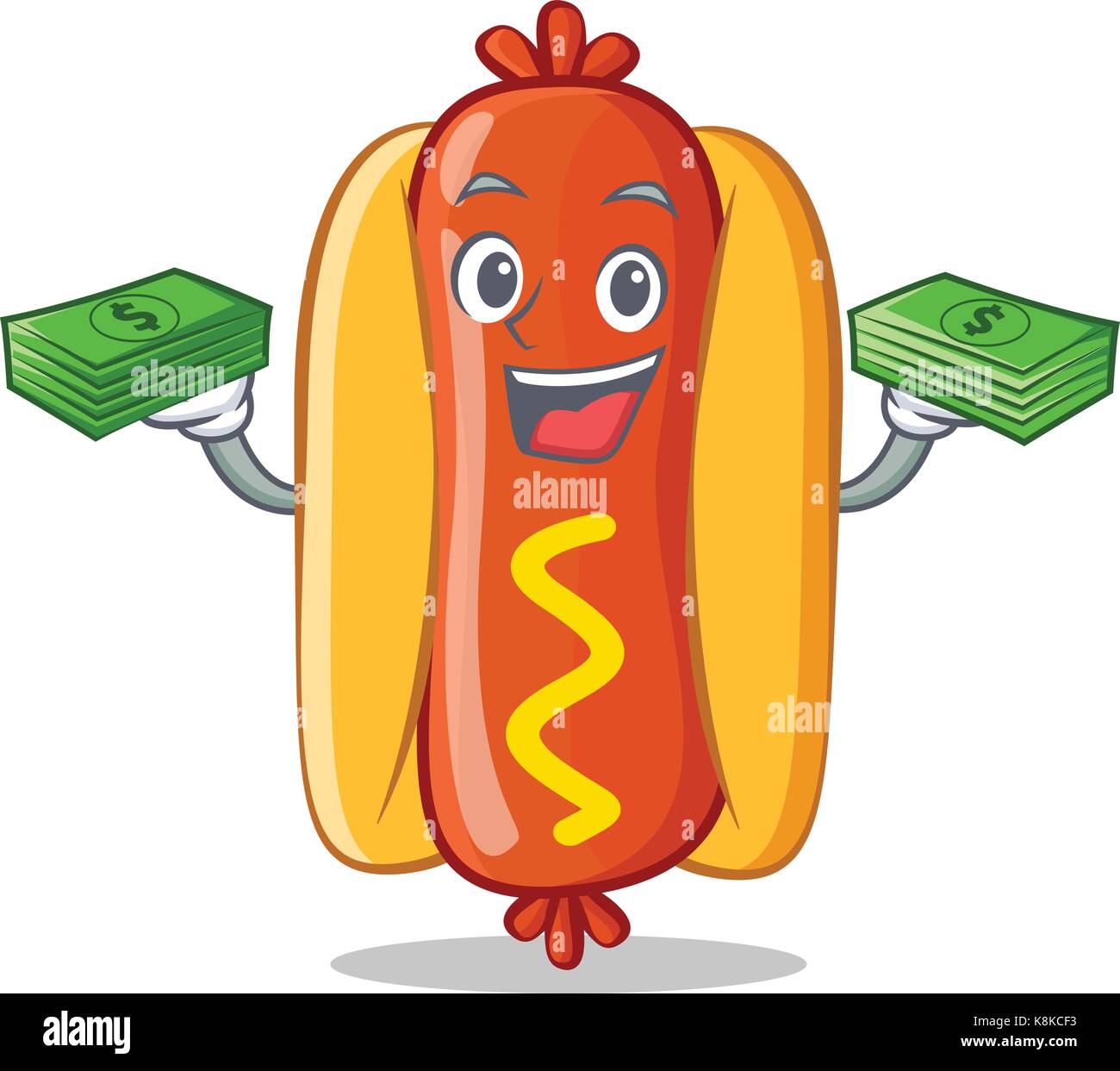 With Money Hot Dog Cartoon Character Stock Vector Image & Art - Alamy