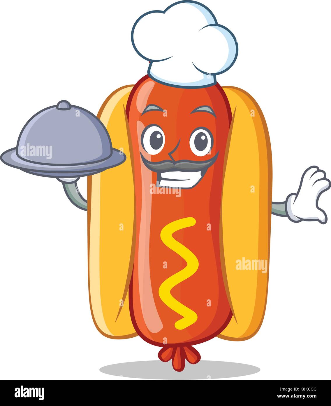 Chef With Food Hot Dog Cartoon Character Stock Vector Image & Art - Alamy