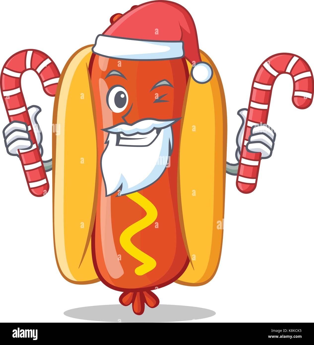 Santa With Candy Hot Dog Cartoon Character Stock Vector Image & Art - Alamy