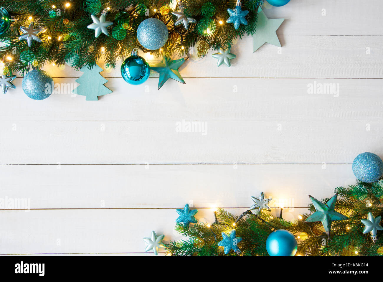 Turquoise Christmas Banner, Frame, Bokeh, Copy Space Stock Photo - Alamy