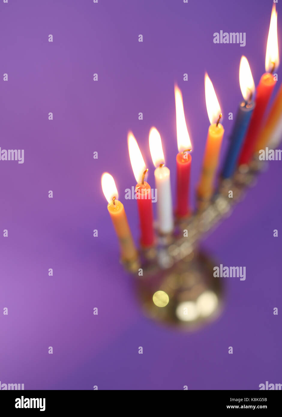 Jewish holiday Hanukkah and its famous nine-branched menorah Stock ...