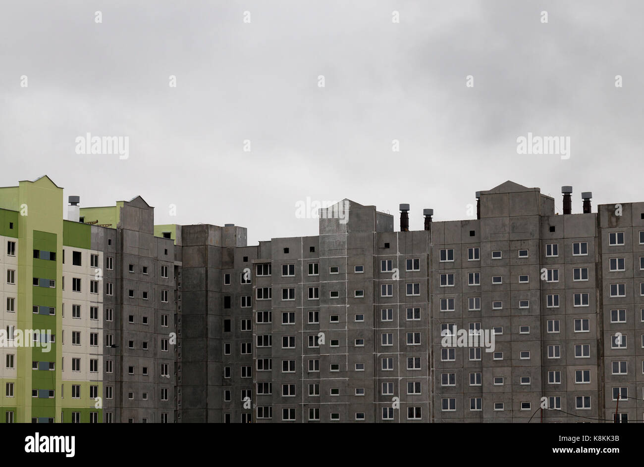 unfinished construction of a panel apartment house. The building is not ...