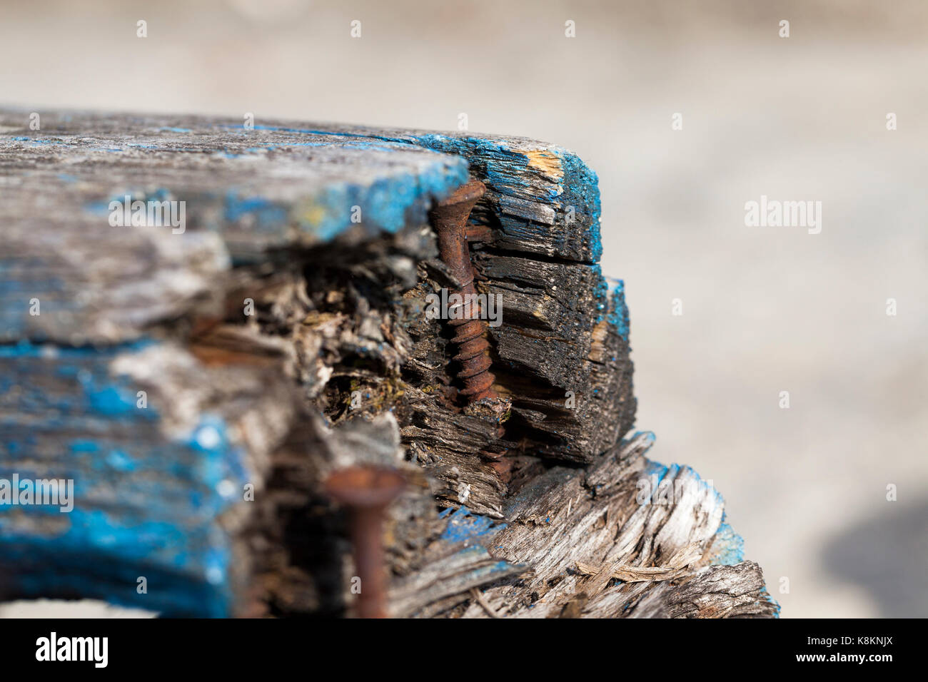 old wooden construction, connected by rusty nails Stock Photo - Alamy