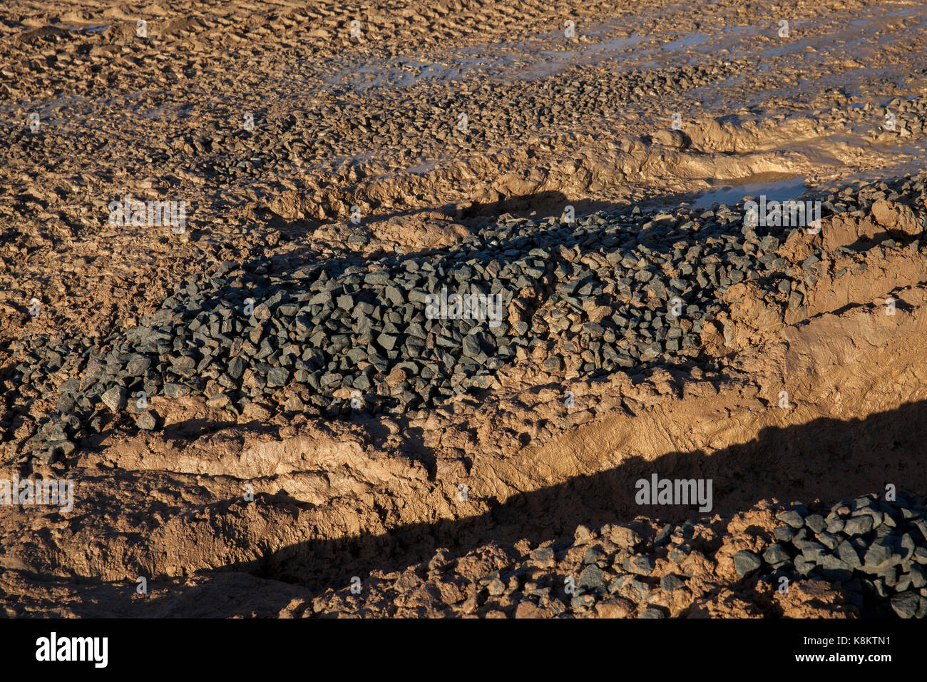 close-up photographed land and gravel in the construction site Stock ...
