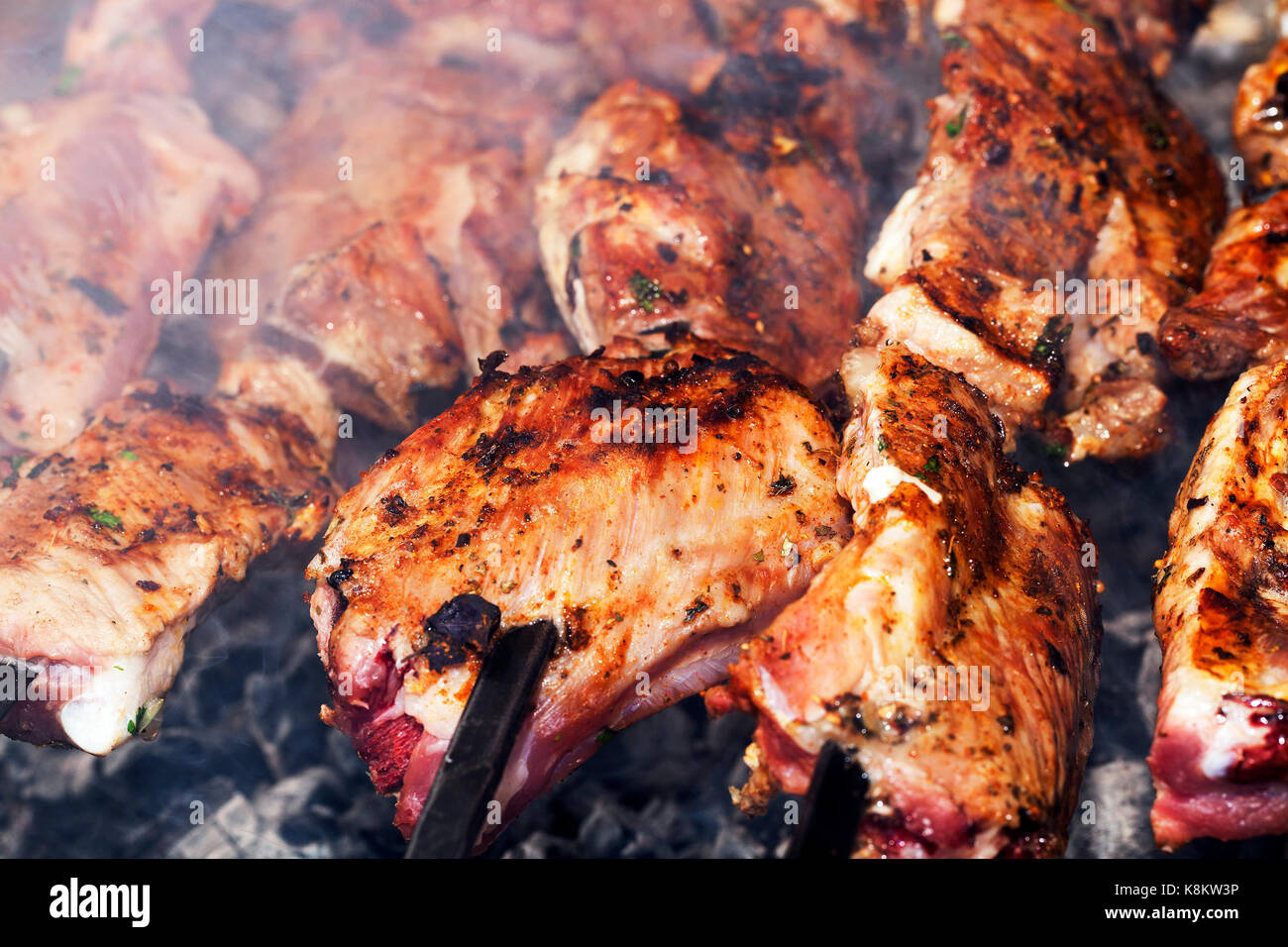 pork marinated meat ready for barbecue. Photo closeup Stock Photo - Alamy
