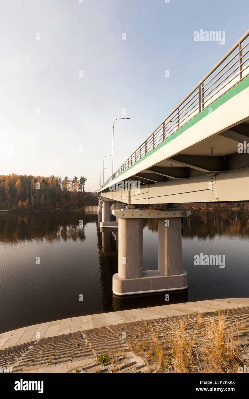 new bridge across the river, made of concrete and metal. The photo was ...