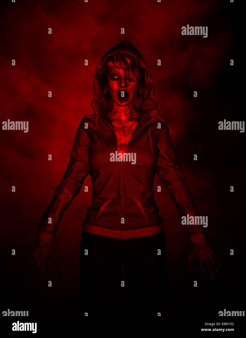 3d illustration of Evil in darkness,Horror background,mixed media Stock ...