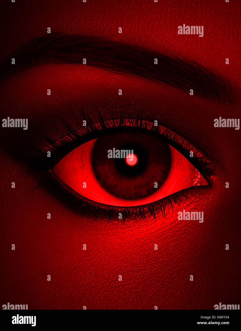 3d illustration of close up woman eye,Horror background,mixed media ...