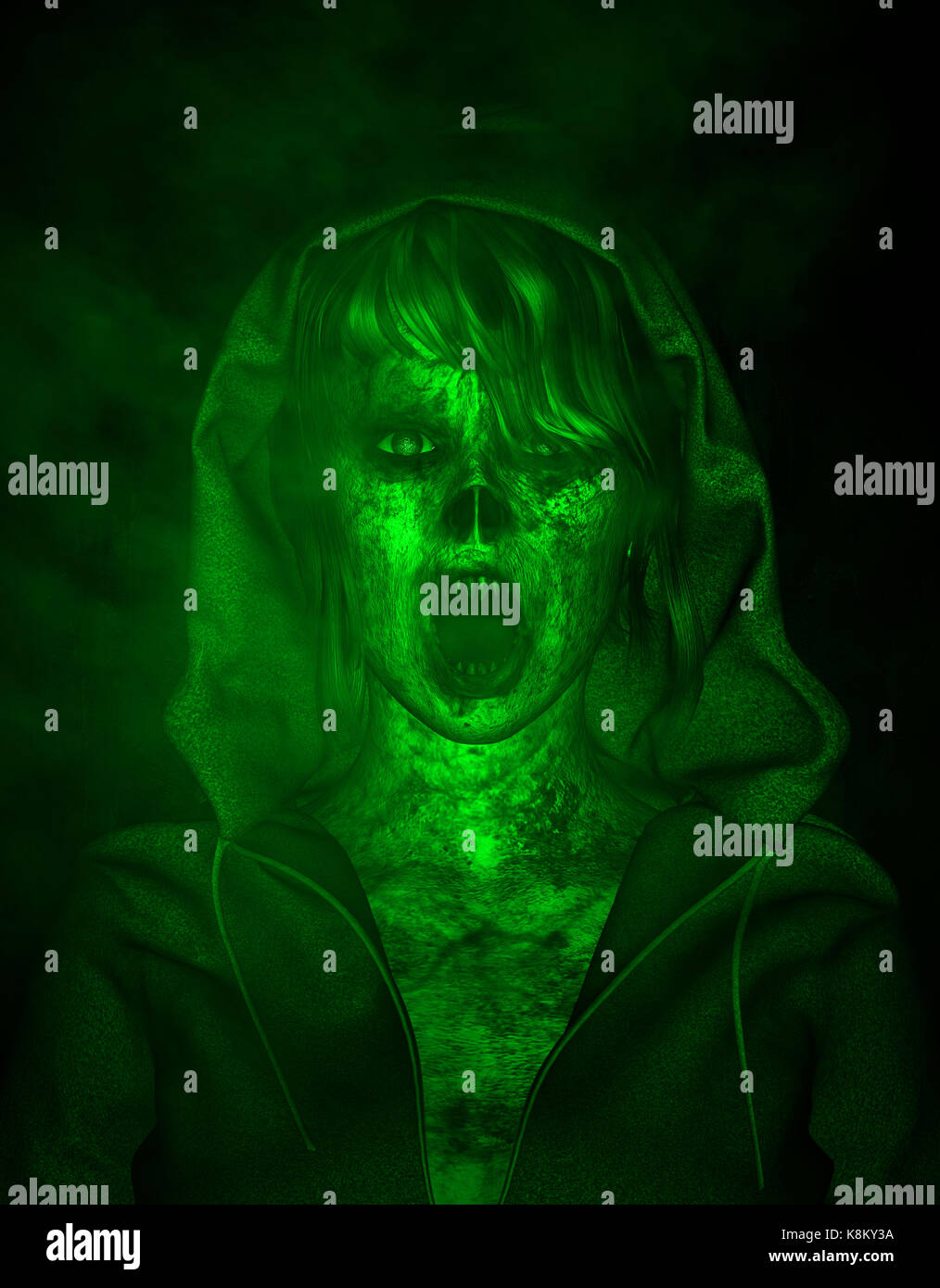 3d illustration of ghost woman,Horror background,mixed media Stock ...