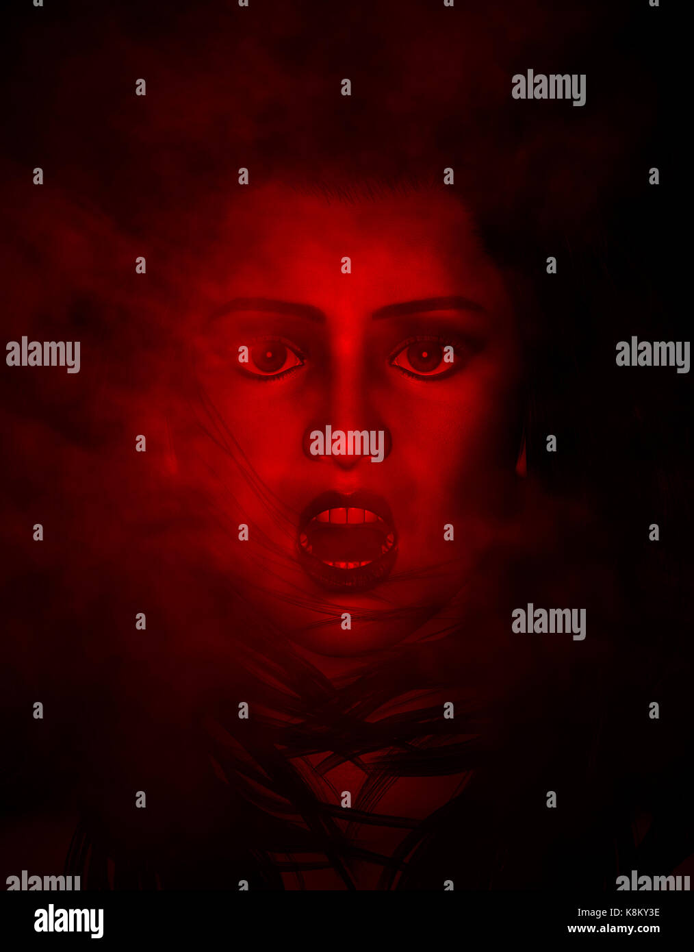 3d illustration of ghost woman,Horror background,mixed media Stock ...