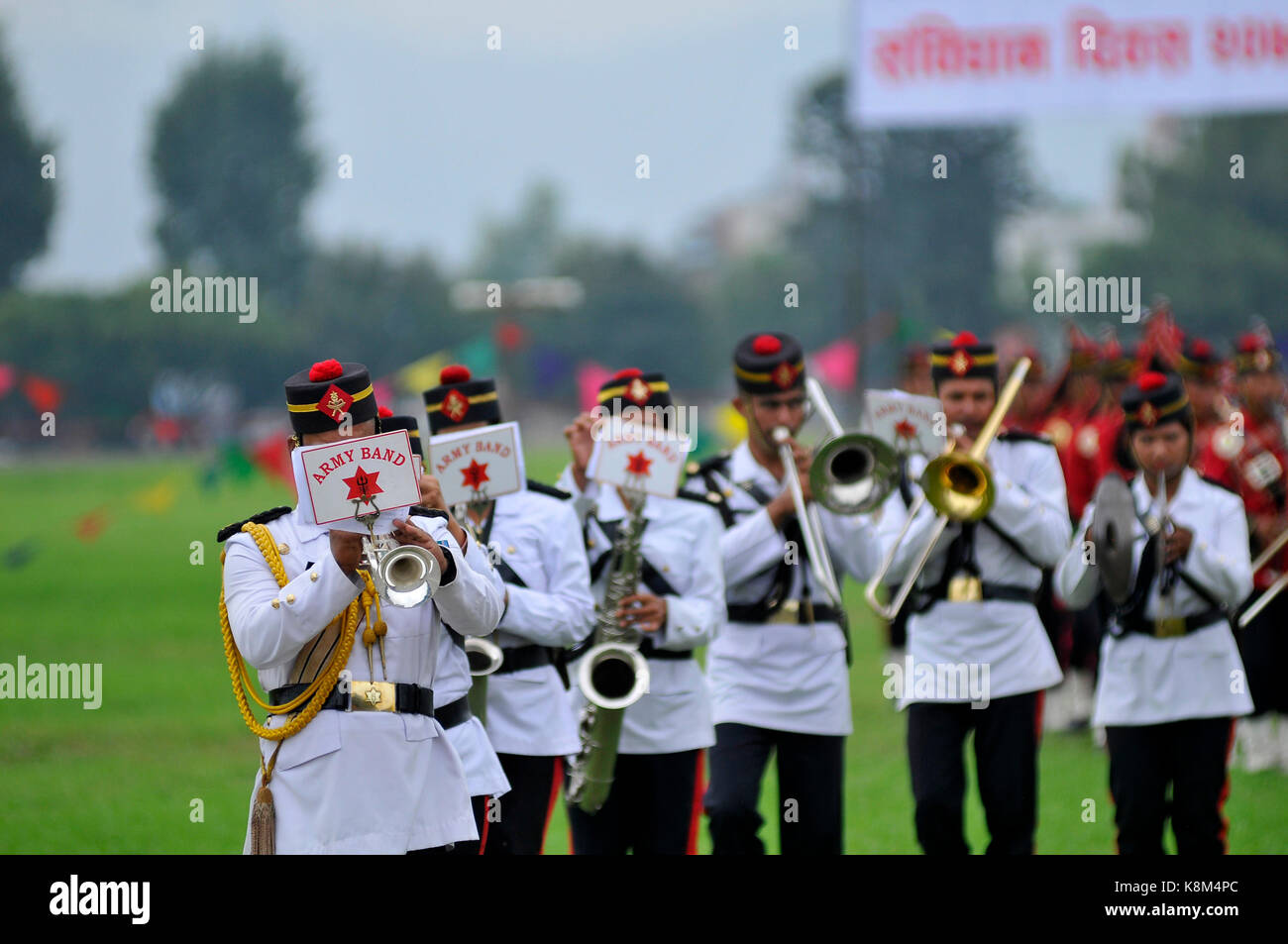Kathmandu, Nepal. 19th Sep, 2017. Personnel of Nepalese Army Band with ...