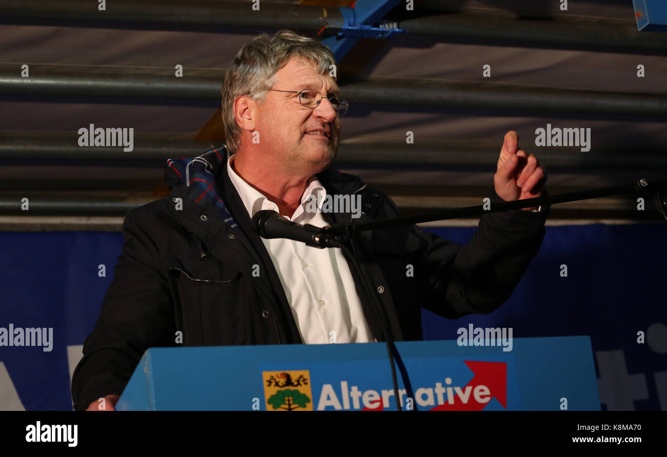 Munich, Germany. 19th Sep, 2017. AfD-chairman Jörg Meuthen speaking ...