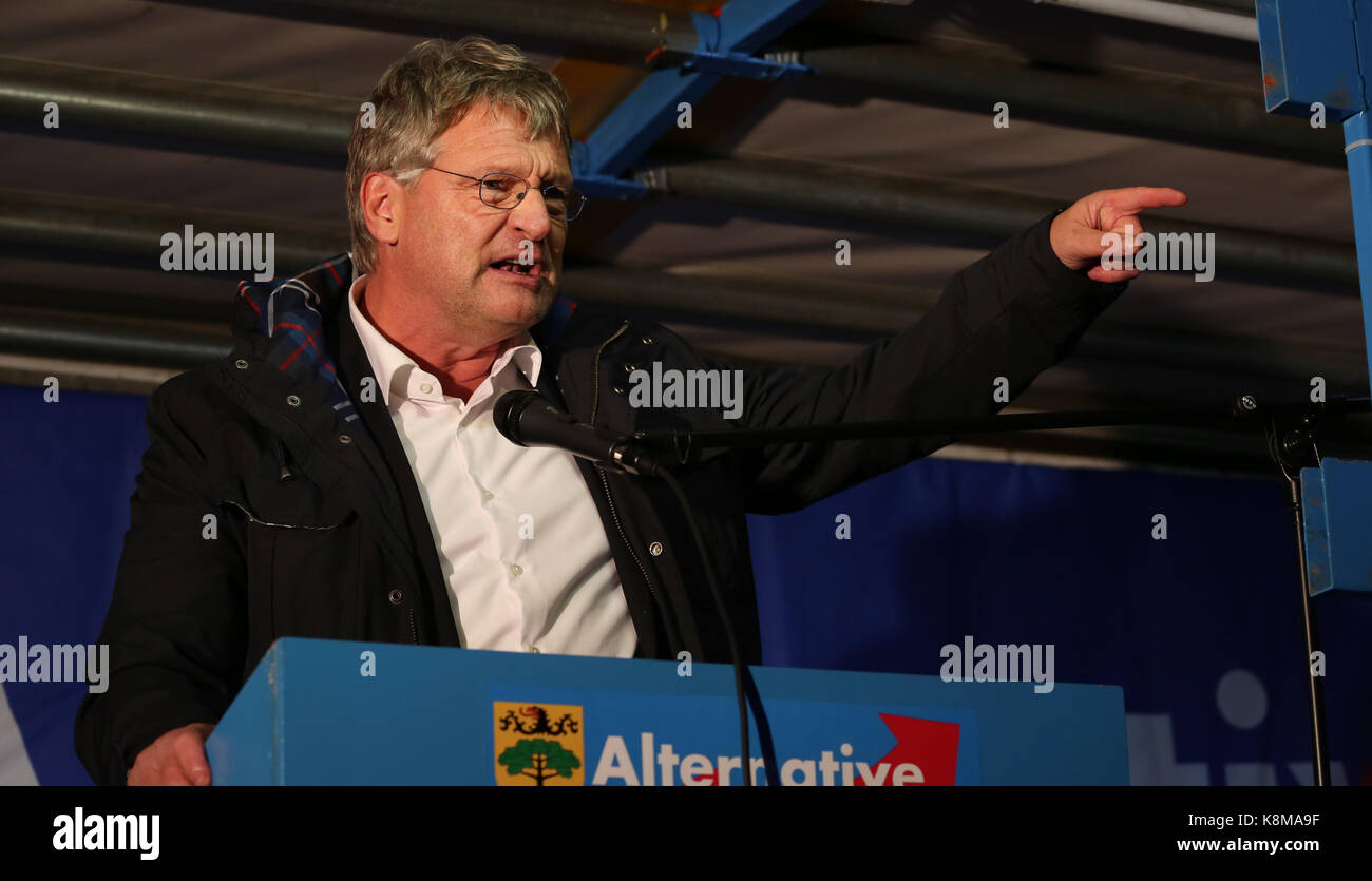Munich, Germany. 19th Sep, 2017. AfD-chairman Jörg Meuthen speaking ...