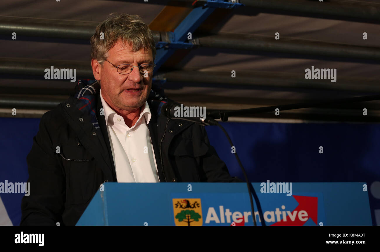 Munich, Germany. 19th Sep, 2017. AfD-chairman Jörg Meuthen speaking ...