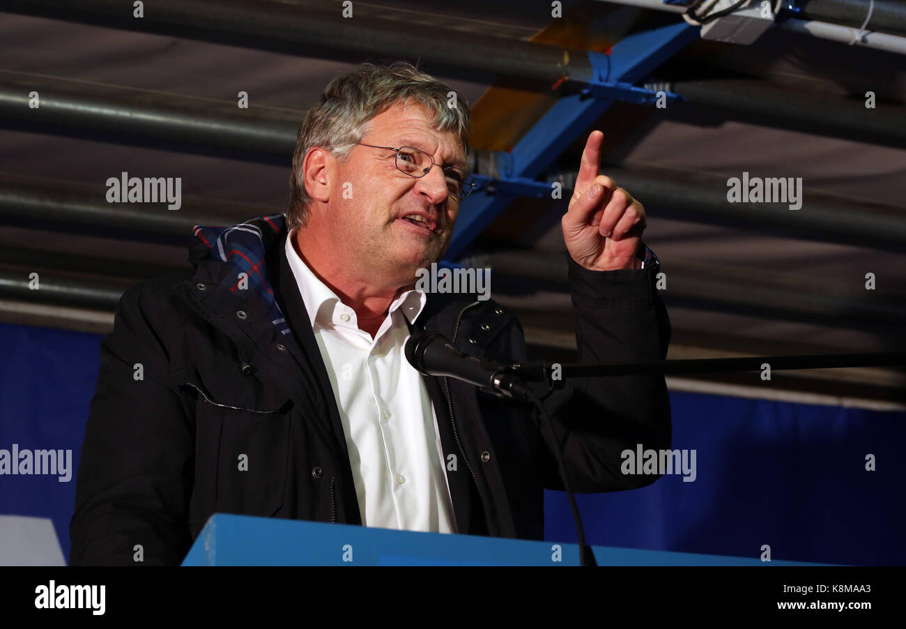 Munich, Germany. 19th Sep, 2017. AfD-chairman Jörg Meuthen speaking ...