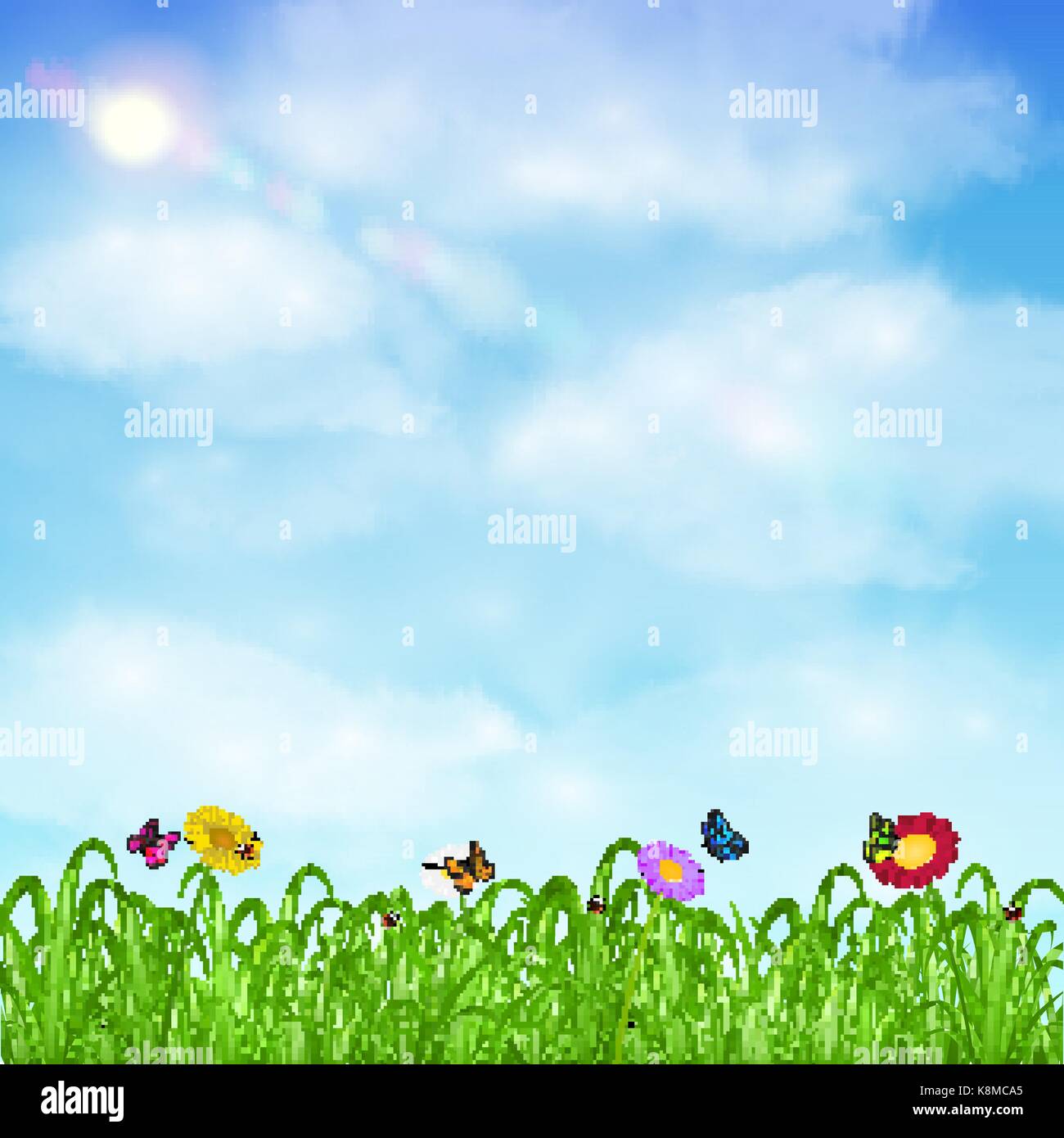 grass flower and insect with sky background Stock Vector Image & Art ...