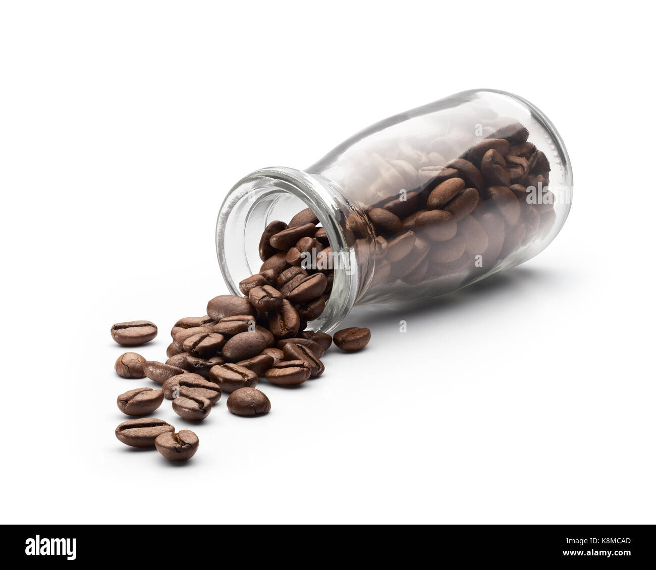 Coffee beans pouring out from bottle isolated on white background Stock ...