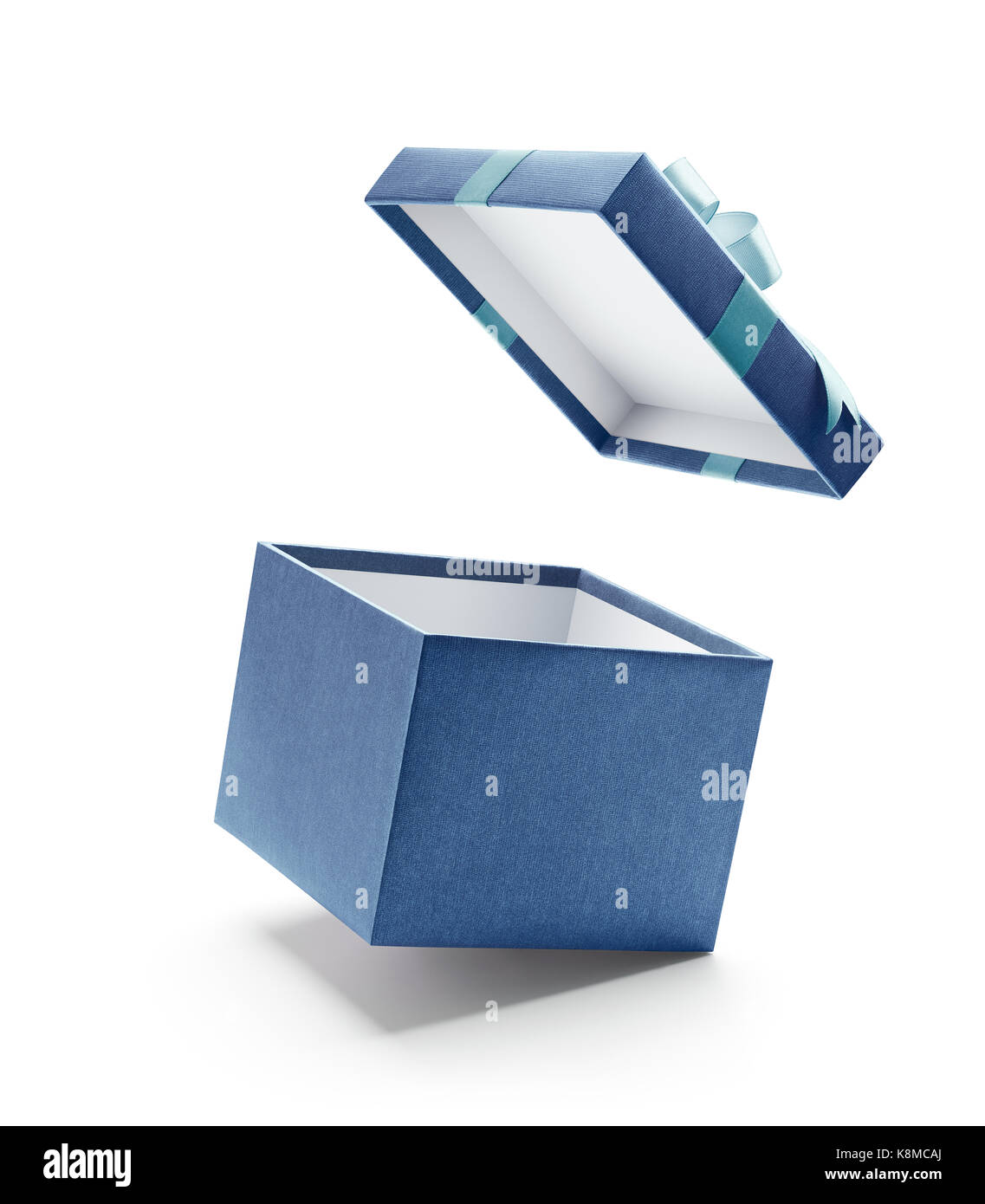 Blue open gift box isolated on white background - Clipping path ...