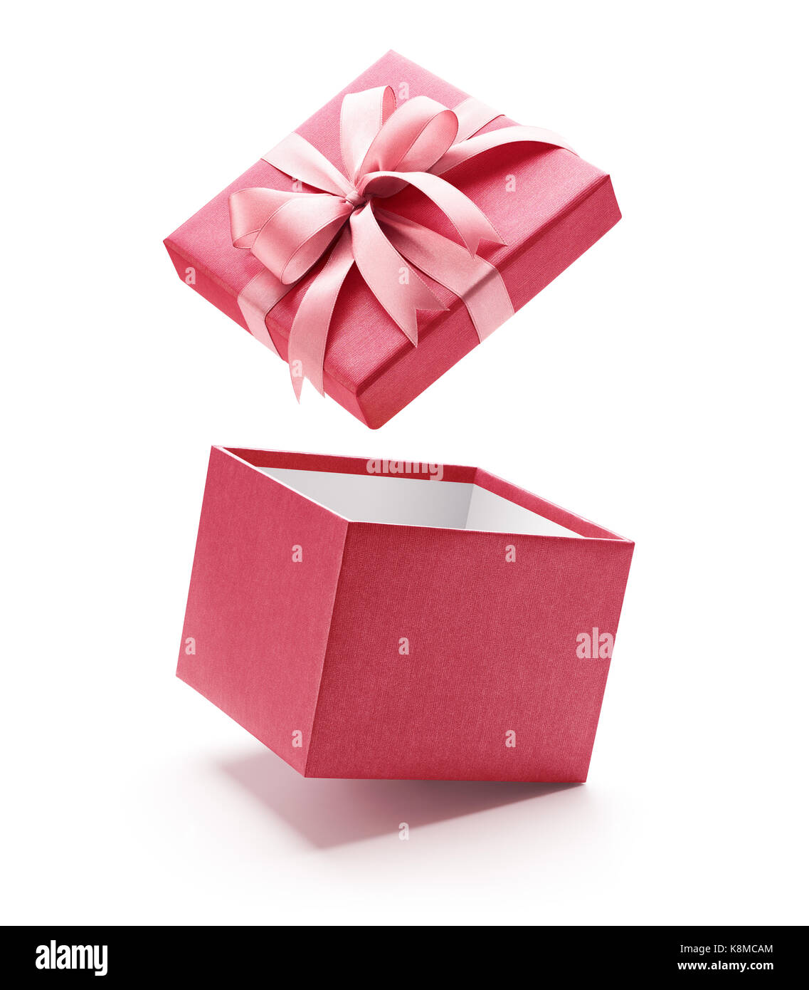 Pink open gift box isolated on white background - Clipping path ...