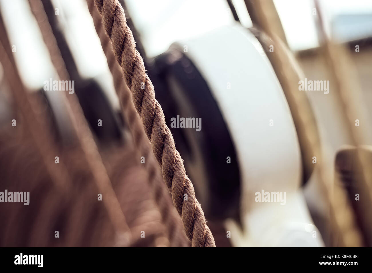 Ropes on a ship Stock Photo - Alamy