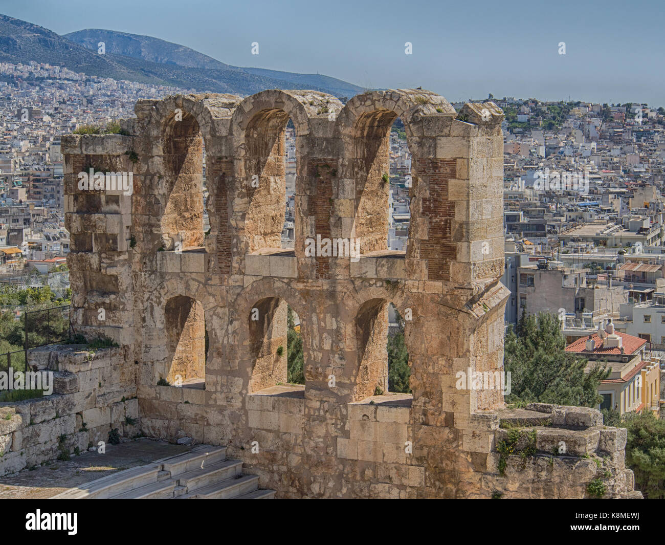 Athens, Greece - April 03, 2015: The Odeon of Herodes Atticus - stone ...