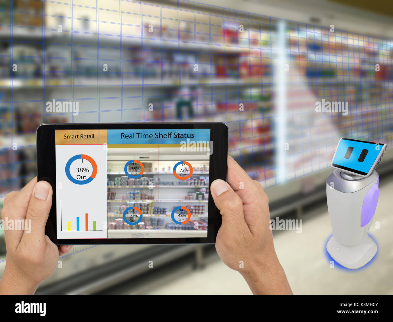 smart retail concept, A store’s manager can check what data of real ...