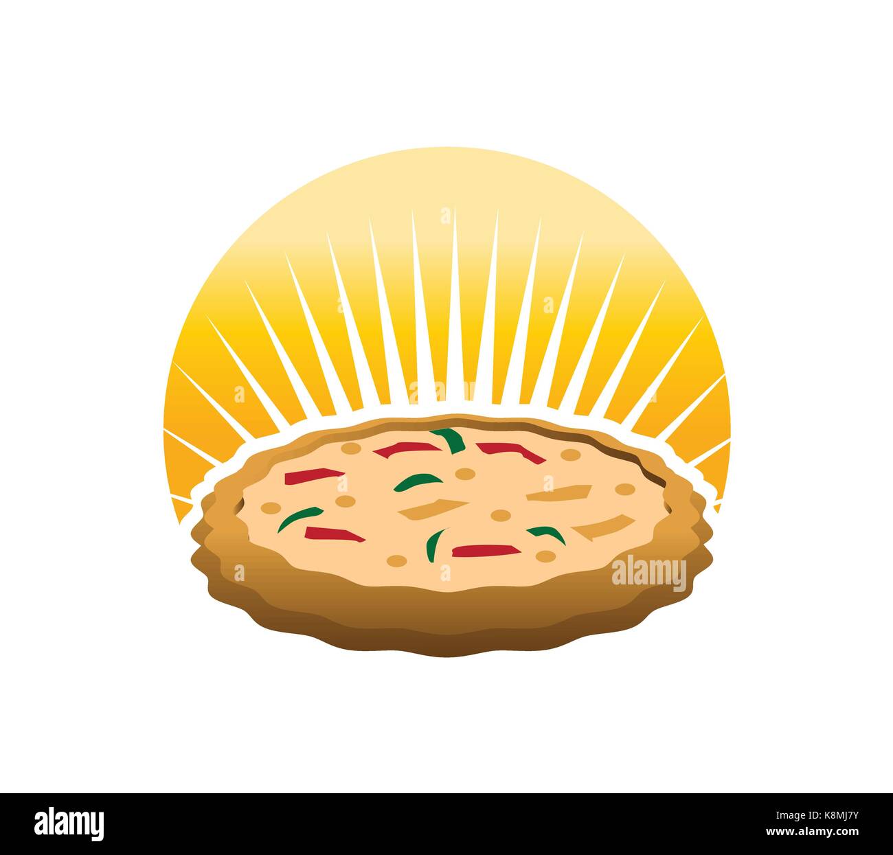 pizza with sun logo, pizza logo, illustration design, isolated on white ...