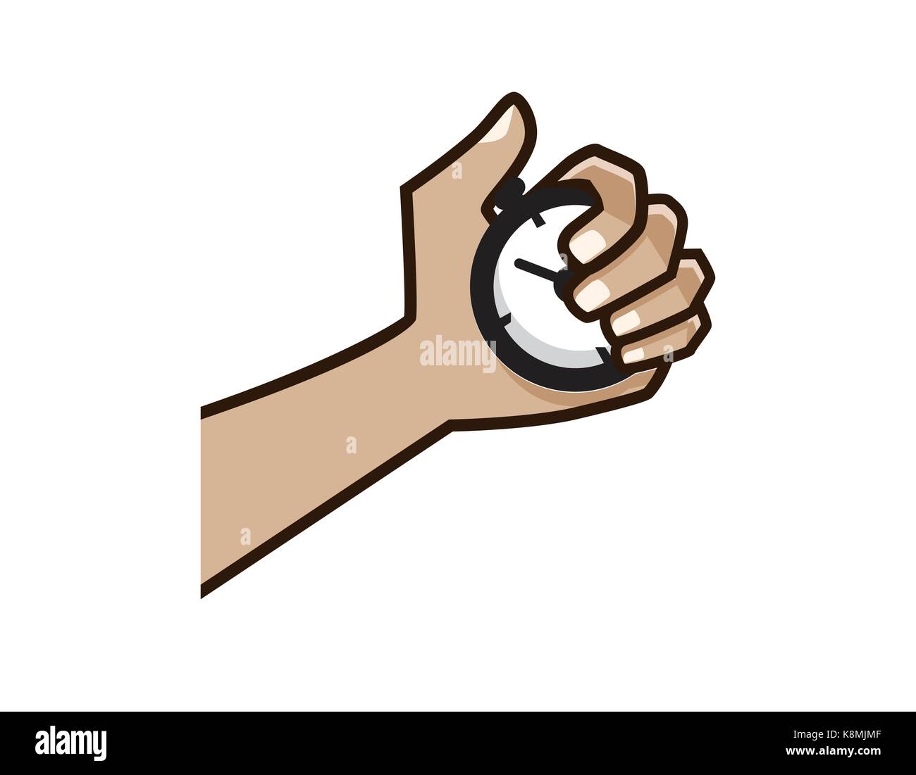 hands holds a timer with bold lines, illustration design, isolated on ...