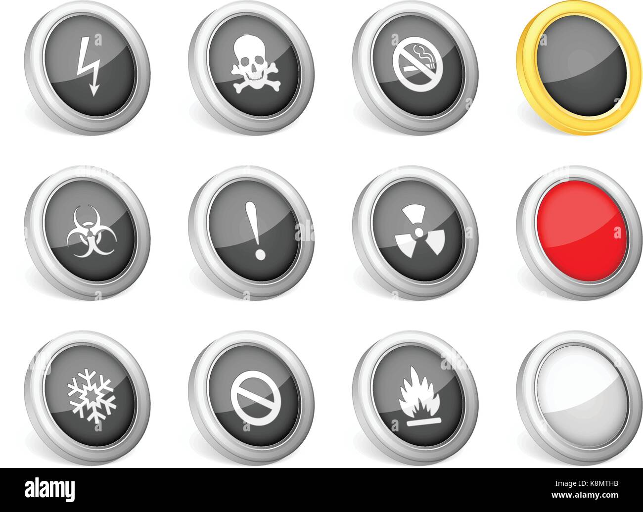 3d icons warning sign on white background. Vector illustration Stock ...