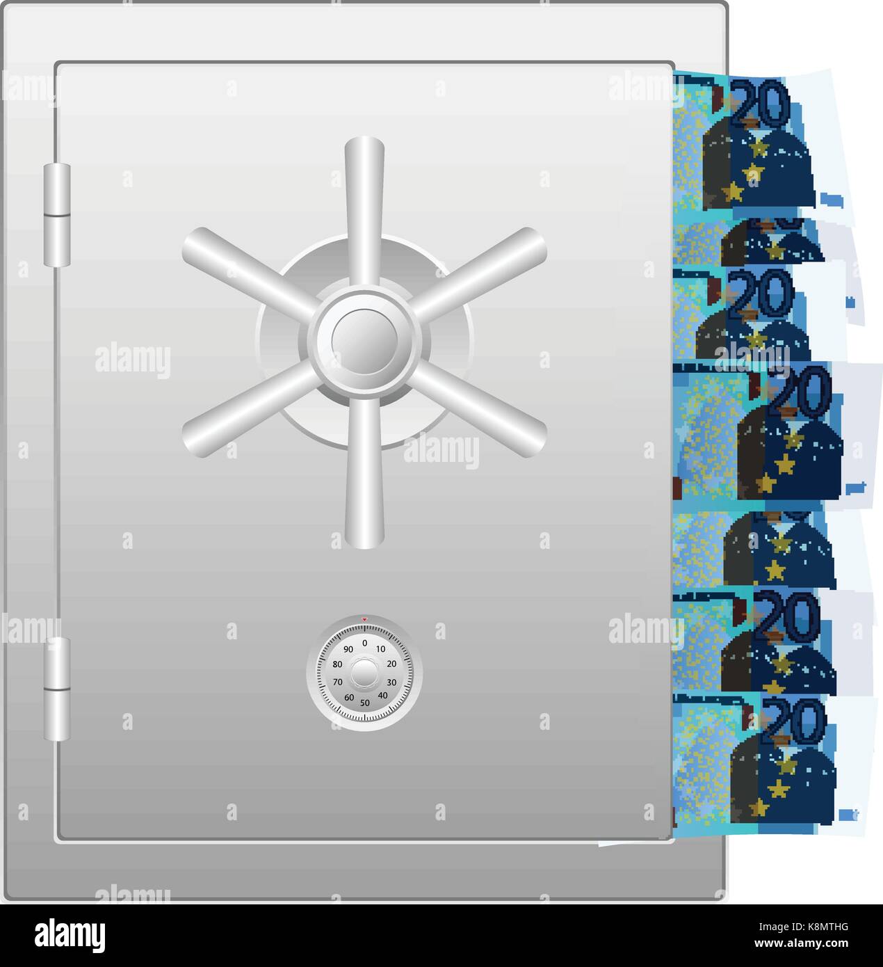 Bank safe with twenty euro banknotes. Vector illustration Stock Vector ...