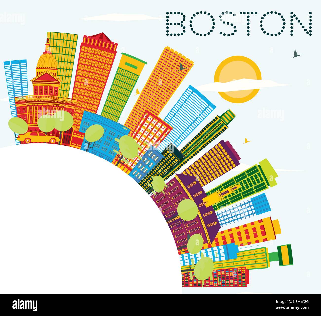 Outline boston massachusetts city hi-res stock photography and images ...