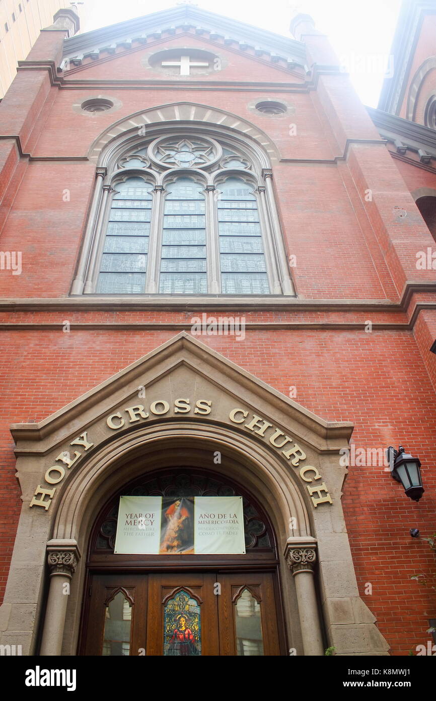 New York, USA - 28 September, 2016: Front entrance to the Holy Cross ...