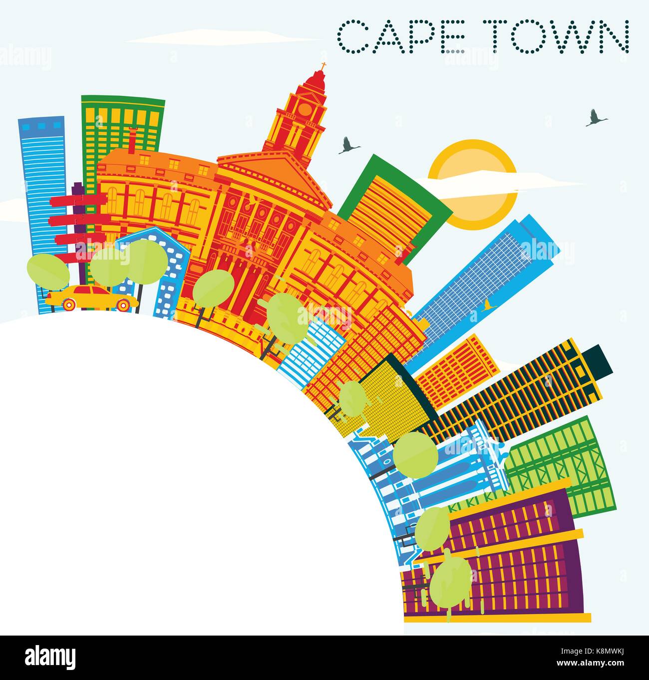 Cape Town Skyline with Color Buildings, Blue Sky and Copy Space. Vector ...