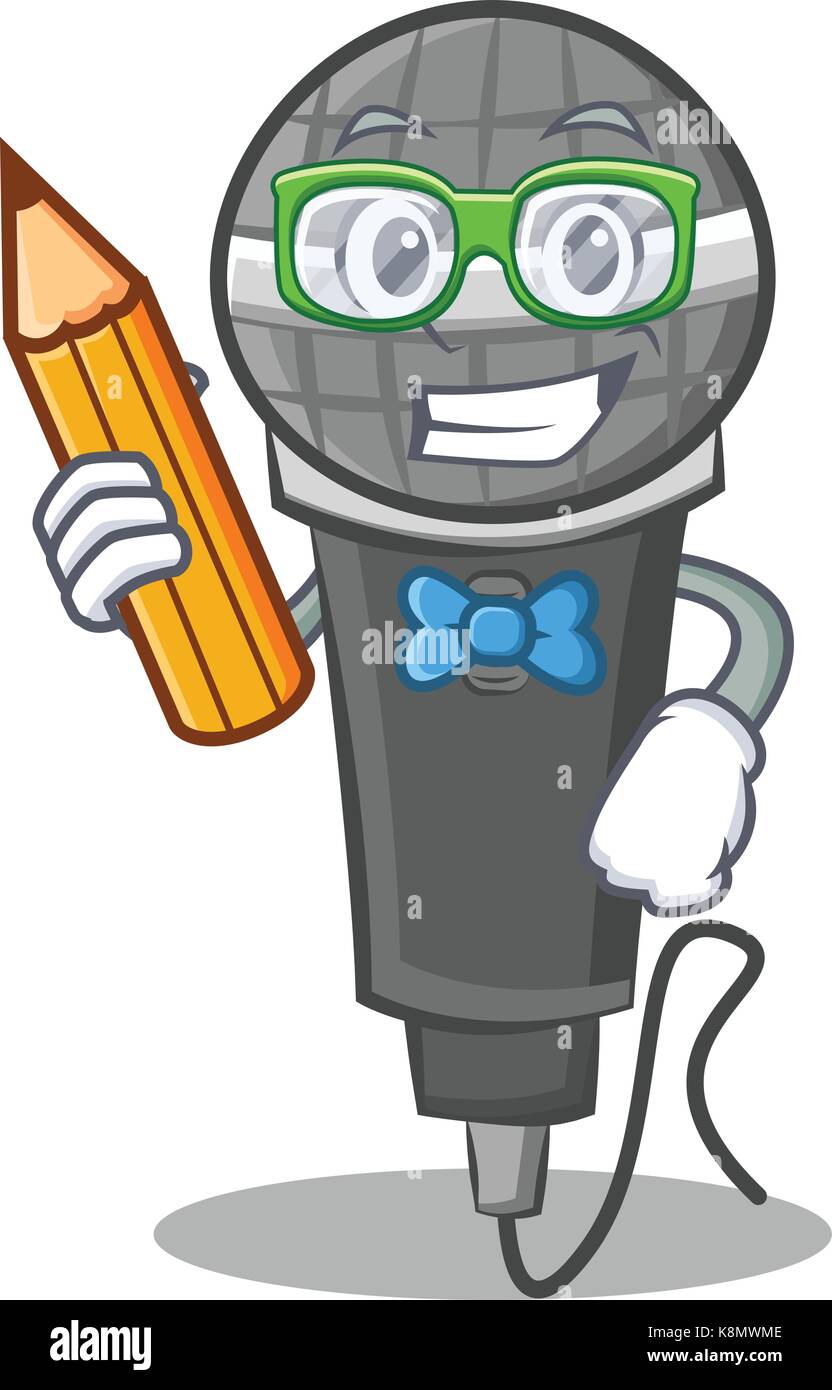 Student with pencil microphone cartoon character design Stock Vector ...