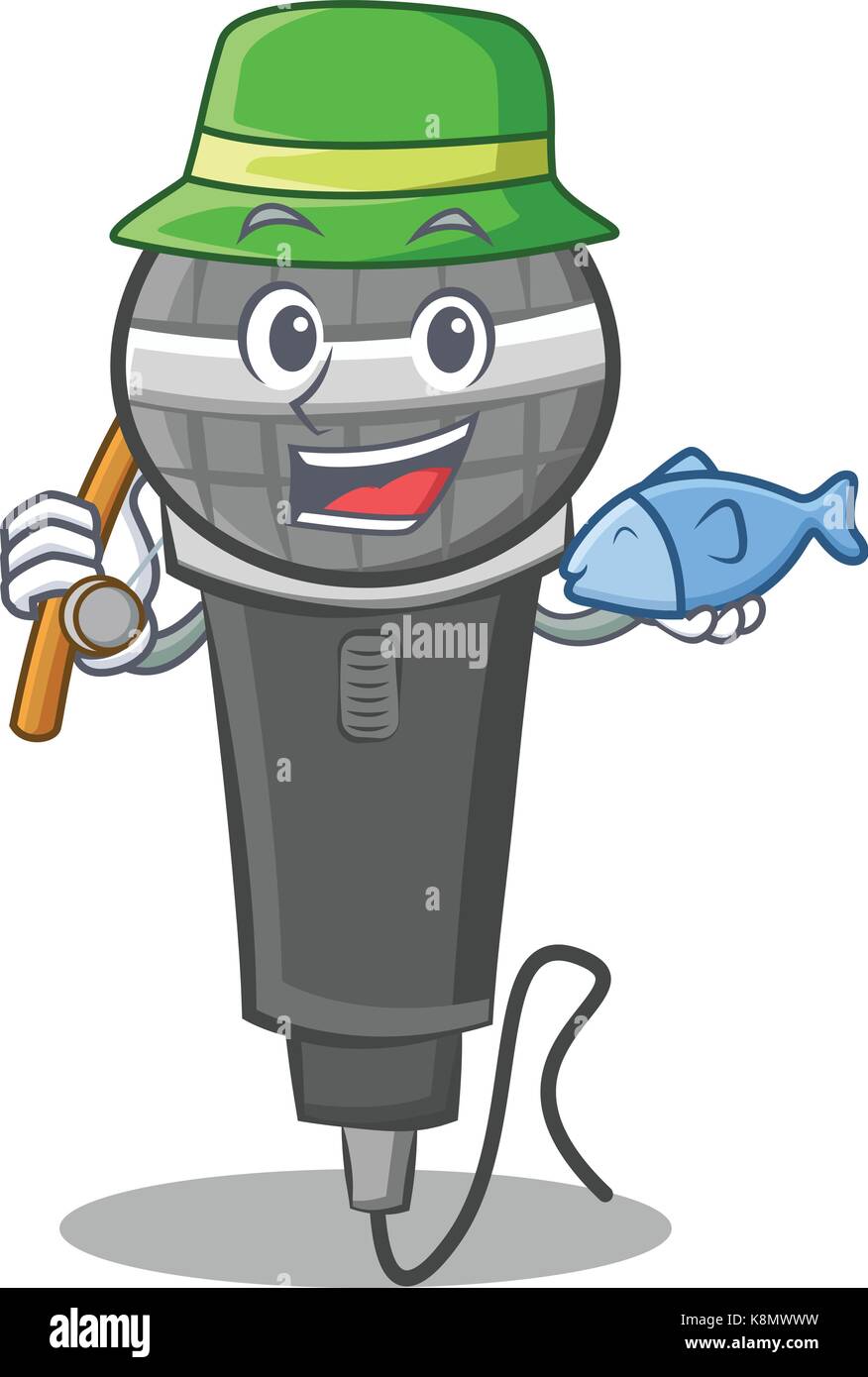 Fishing microphone cartoon character design Stock Vector Image & Art ...