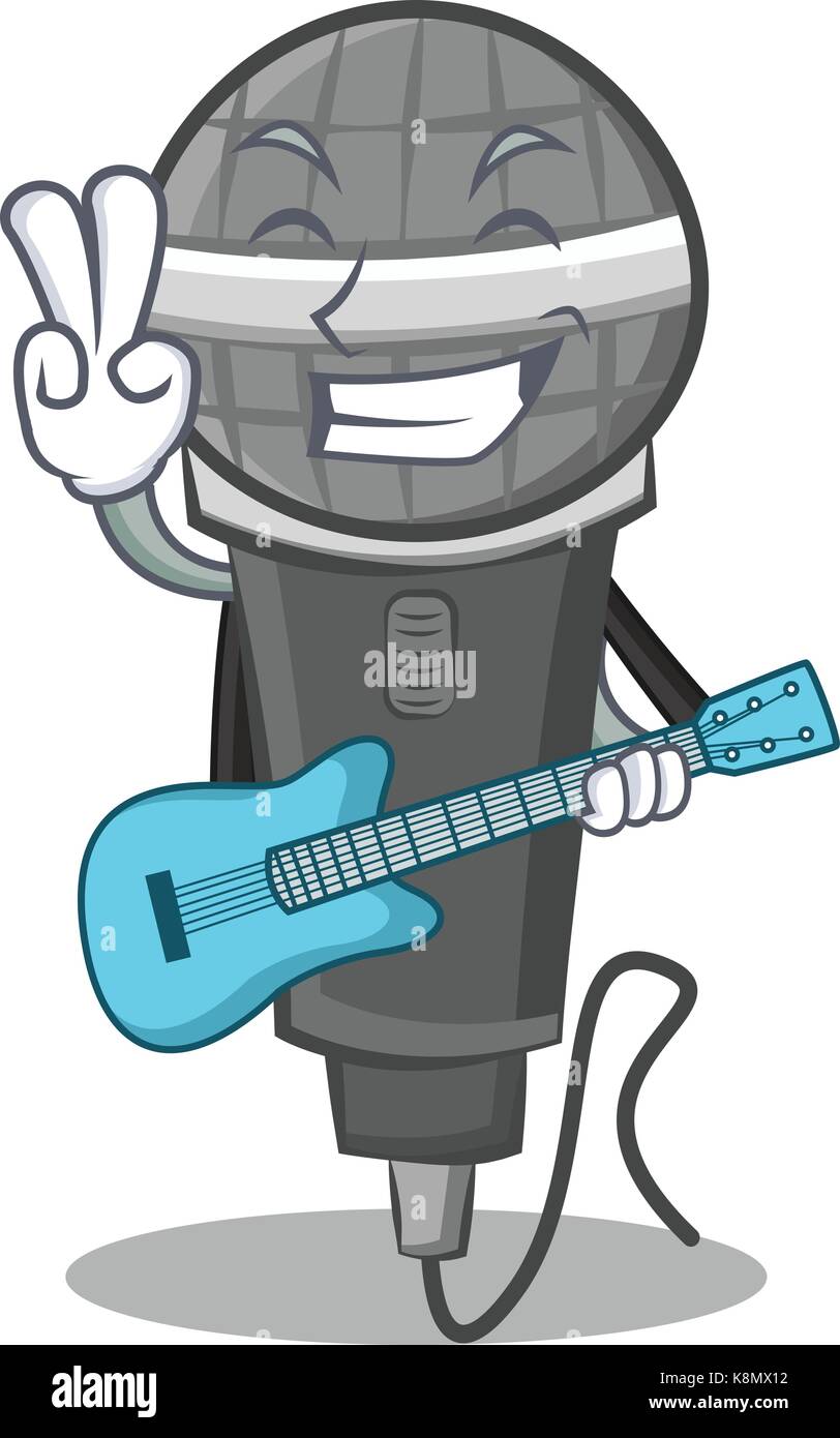 With guitar microphone cartoon character design Stock Vector Image ...