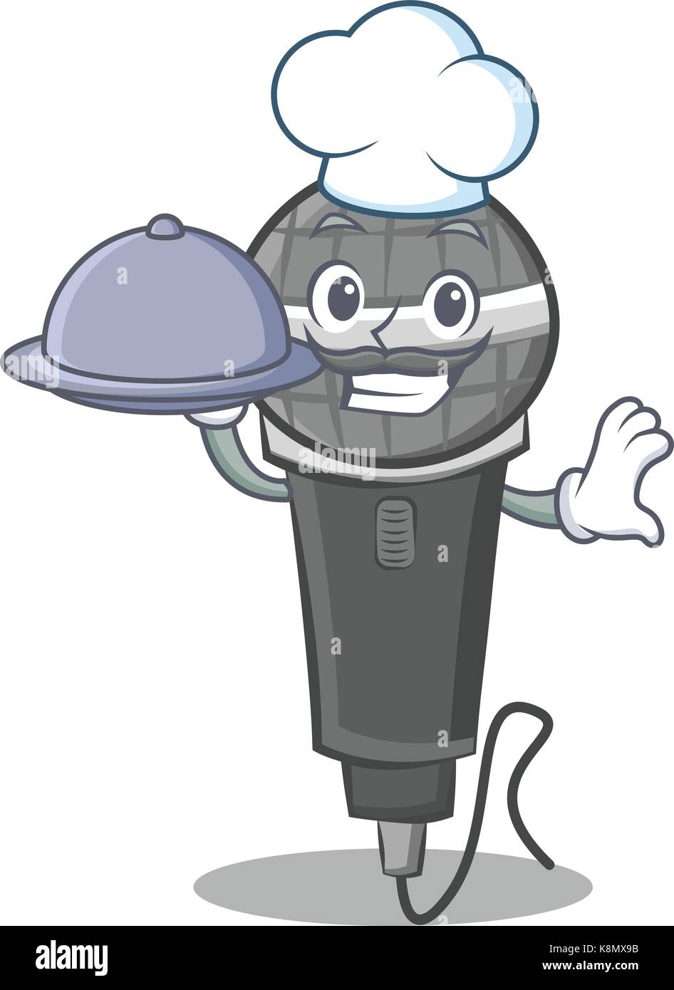 Chef with food microphone cartoon character design Stock Vector Image ...