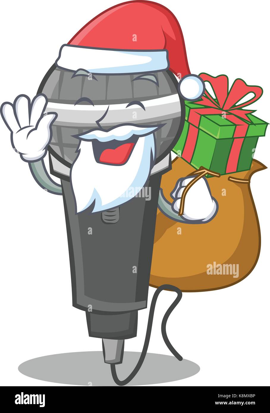 Santa with gift microphone cartoon character design Stock Vector Image ...