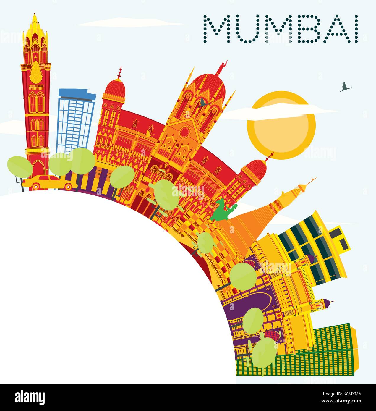 Mumbai India Skyline with Color Buildings, Blue Sky and Copy Space ...